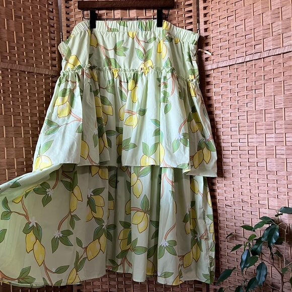 ryegrass | Skirts | Ryegrass Womens Lemon Print Tiered Midi Skirt Size ...